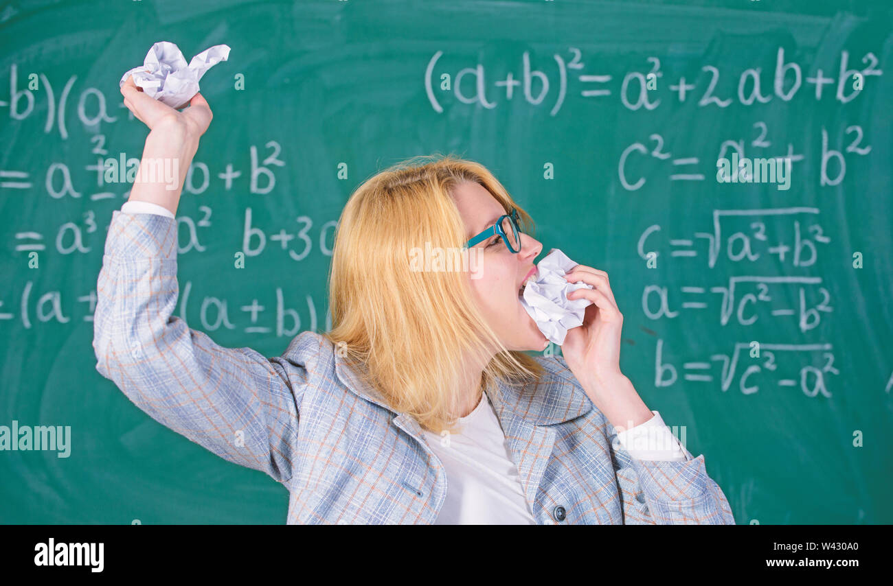Teacher eats piece of paper absorb information. Teacher ready to eat ...