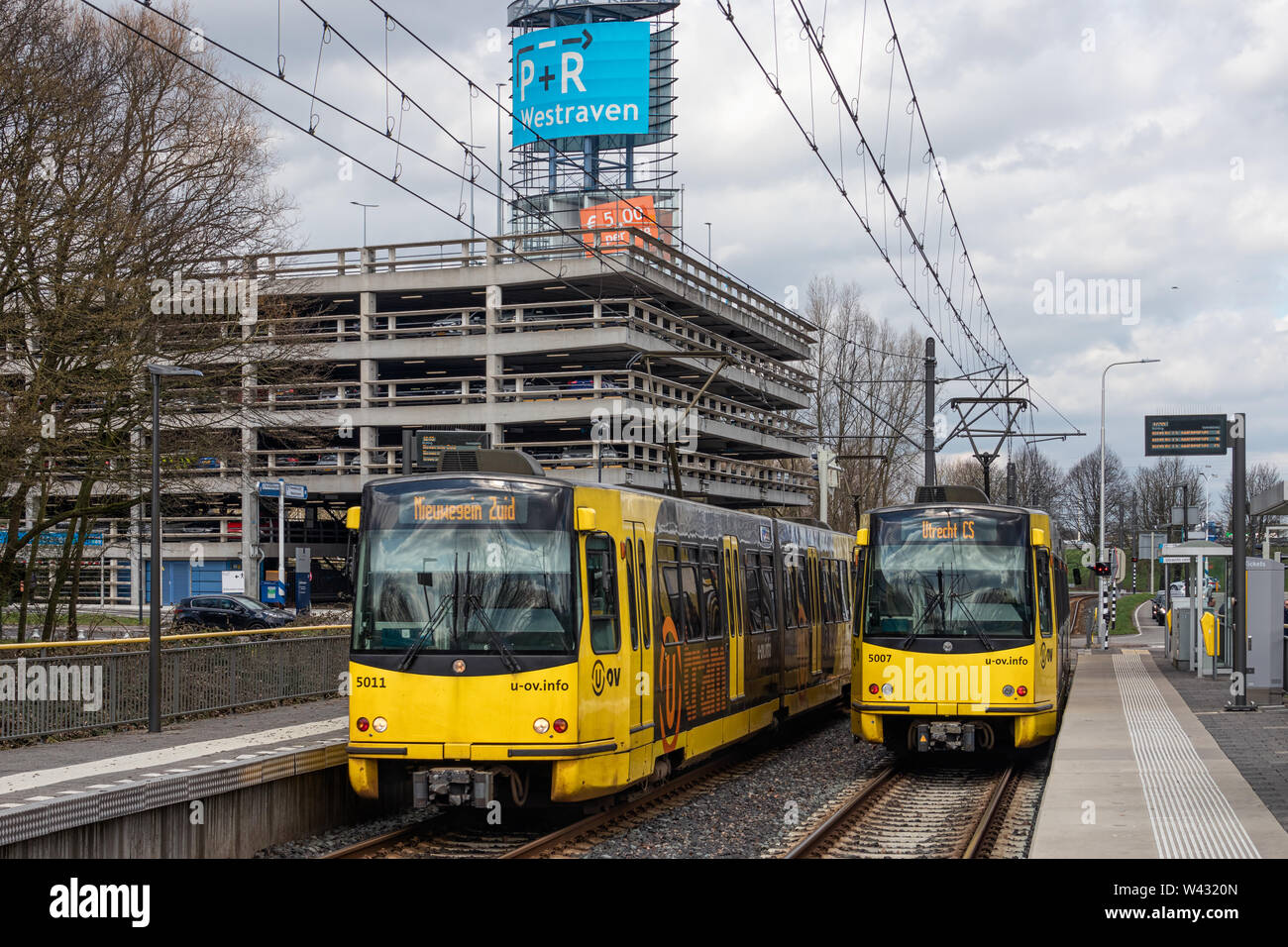 Tram station near park and ride transferium in Dutch Utrecht Stock ...