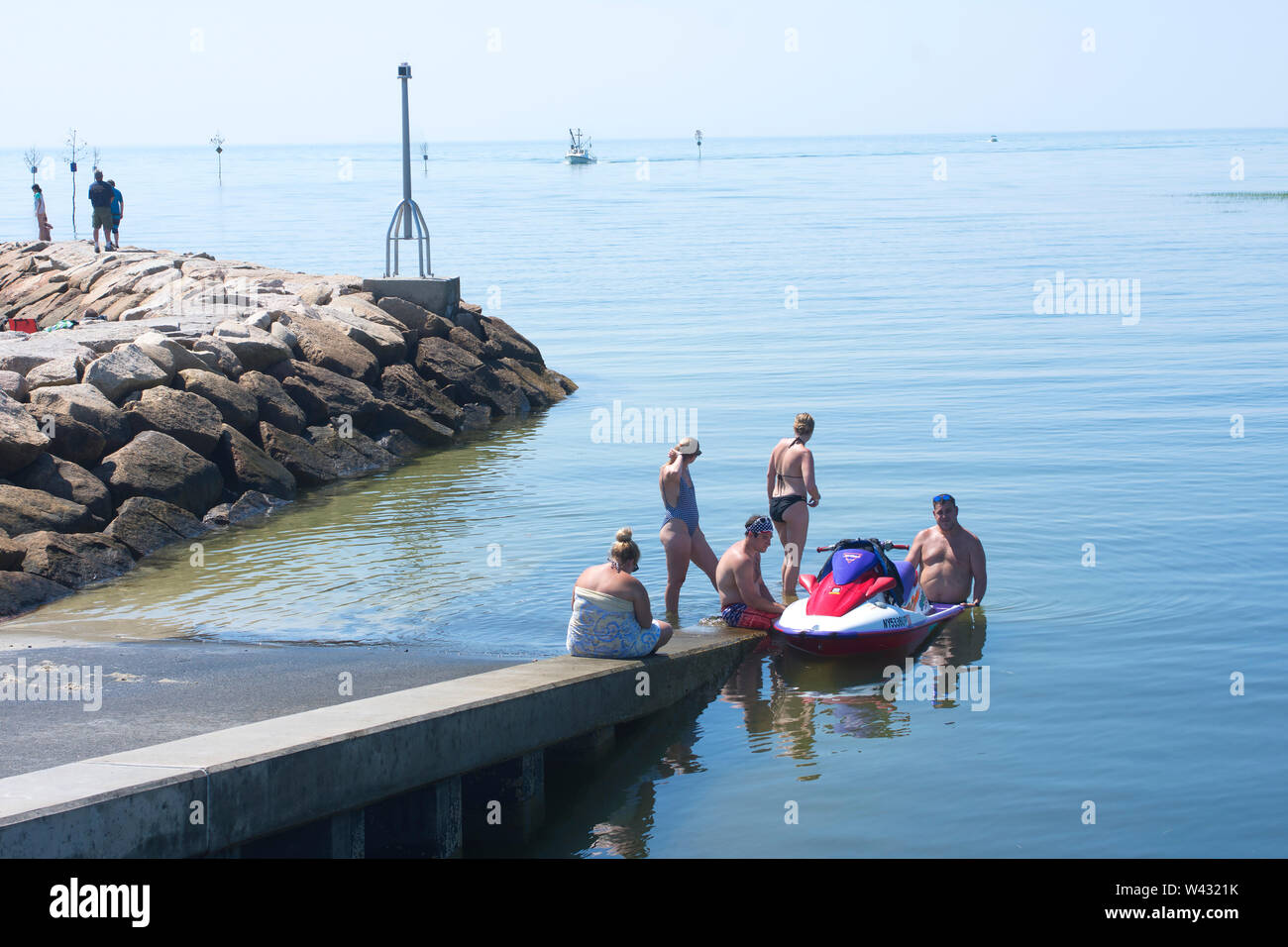 A family on vacation in Rock Harbor, Orleans, Massachusetts, on Cape ...