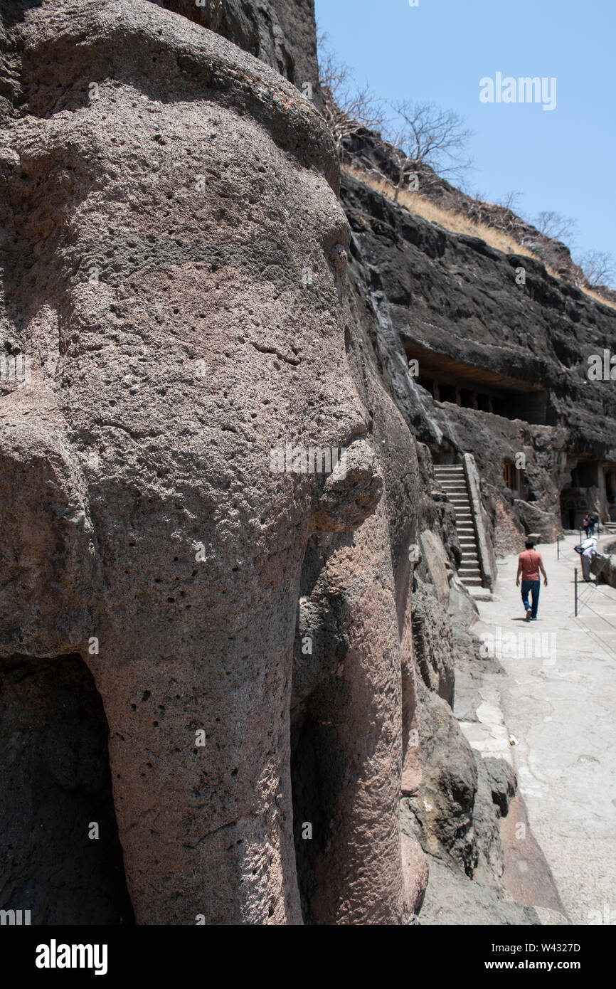India, Maharashtra, Ajanta, Ajanta Caves. Caves excavated from 200 B.C ...