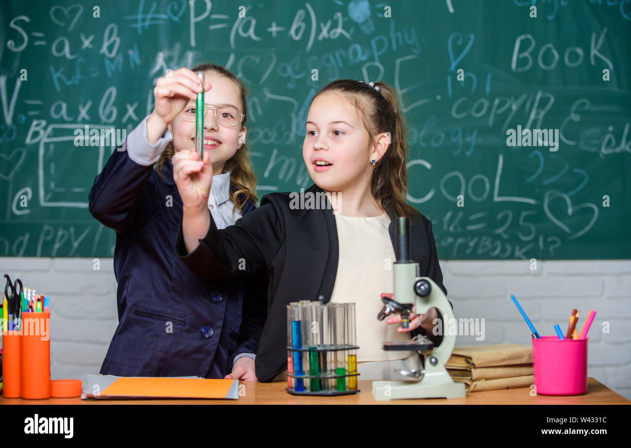 School experiment. Science concept. Private school. Gymnasium students ...