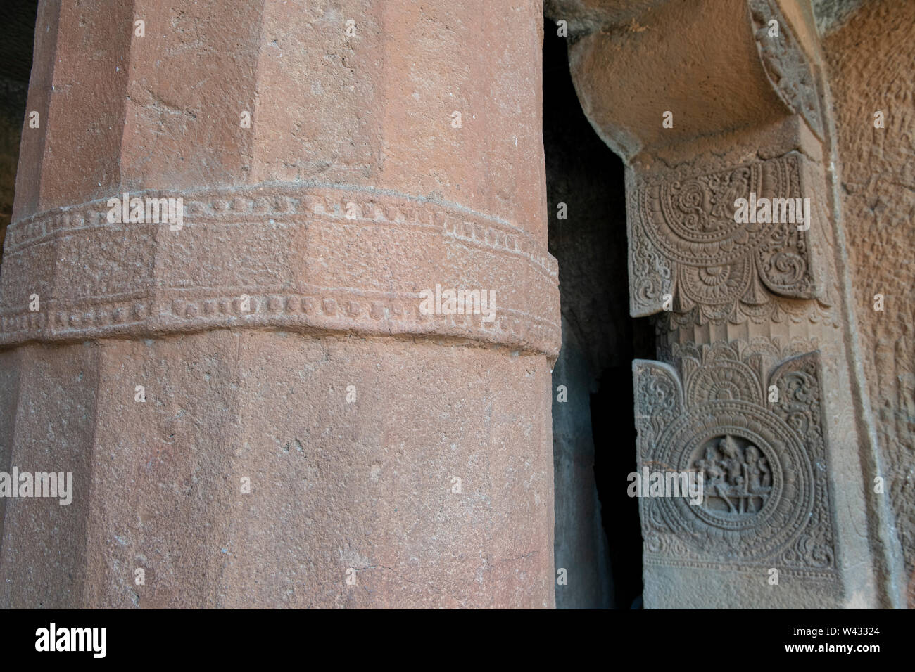 India, Maharashtra, Ajanta, Ajanta Caves. Caves excavated from 200 B.C ...