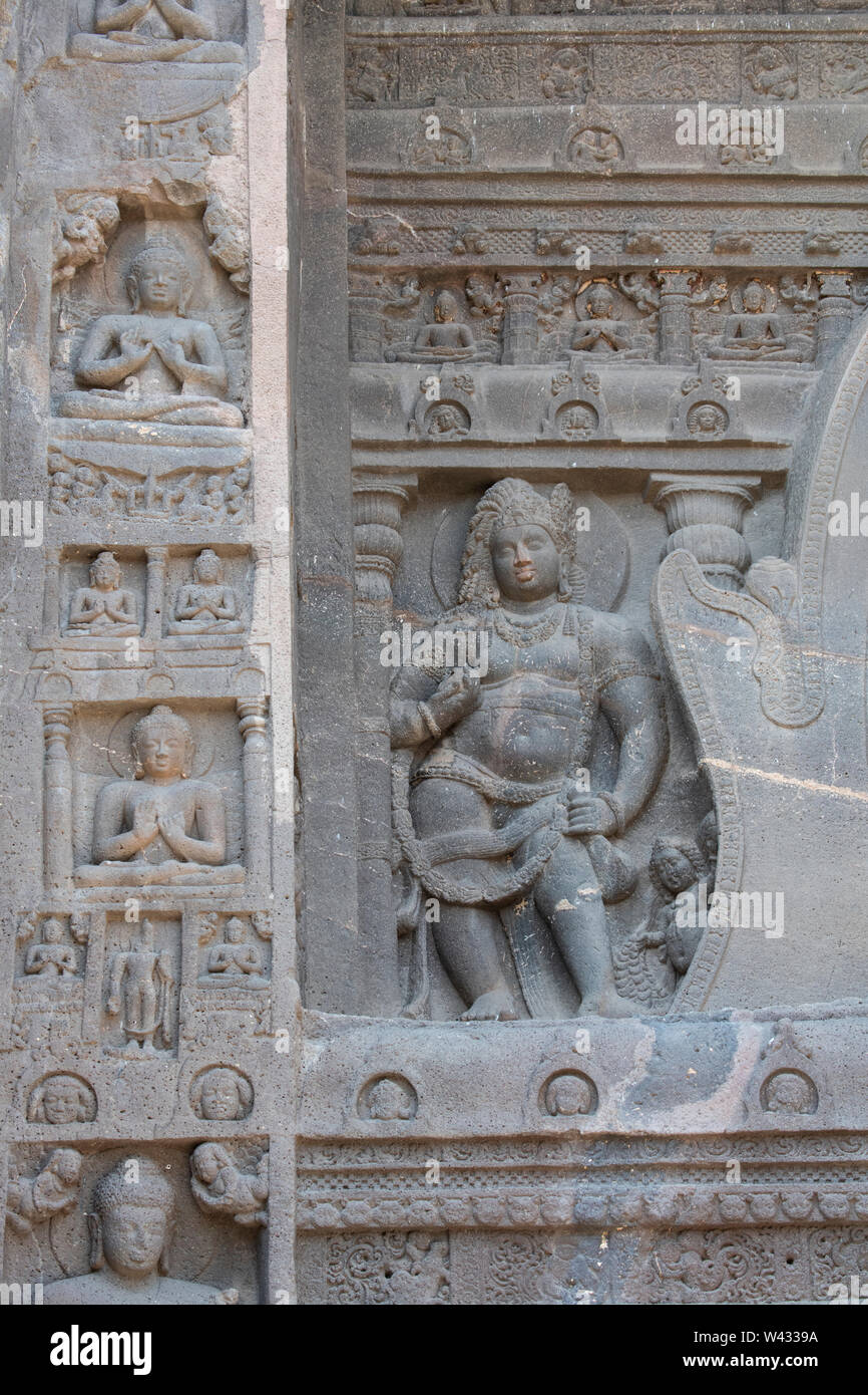 India, Maharashtra, Ajanta, Ajanta Caves. Caves excavated from 200 B.C ...