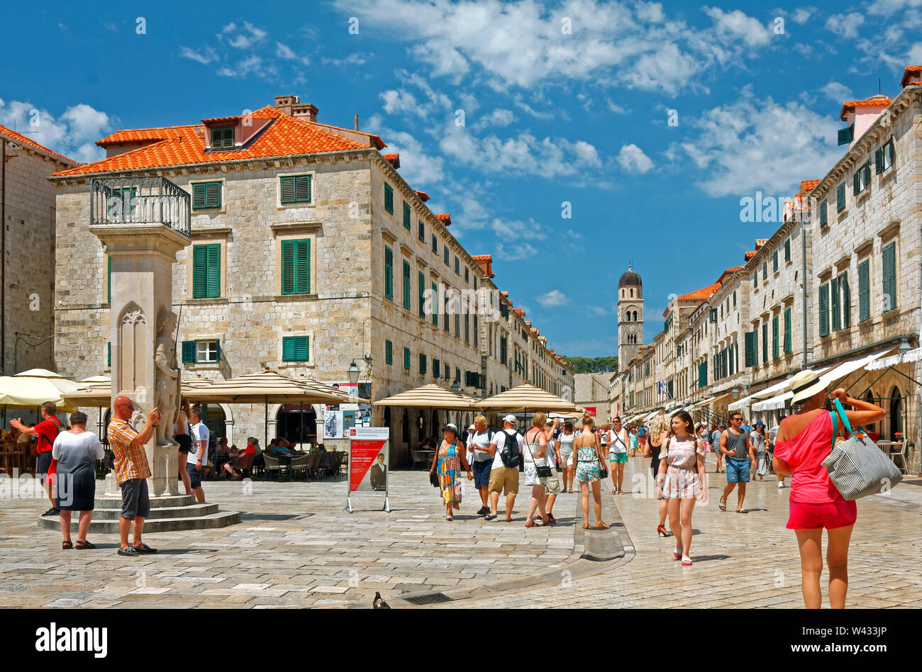 Placa; Stradun; main pedestrian street; Orlando Column; 1418; stone ...