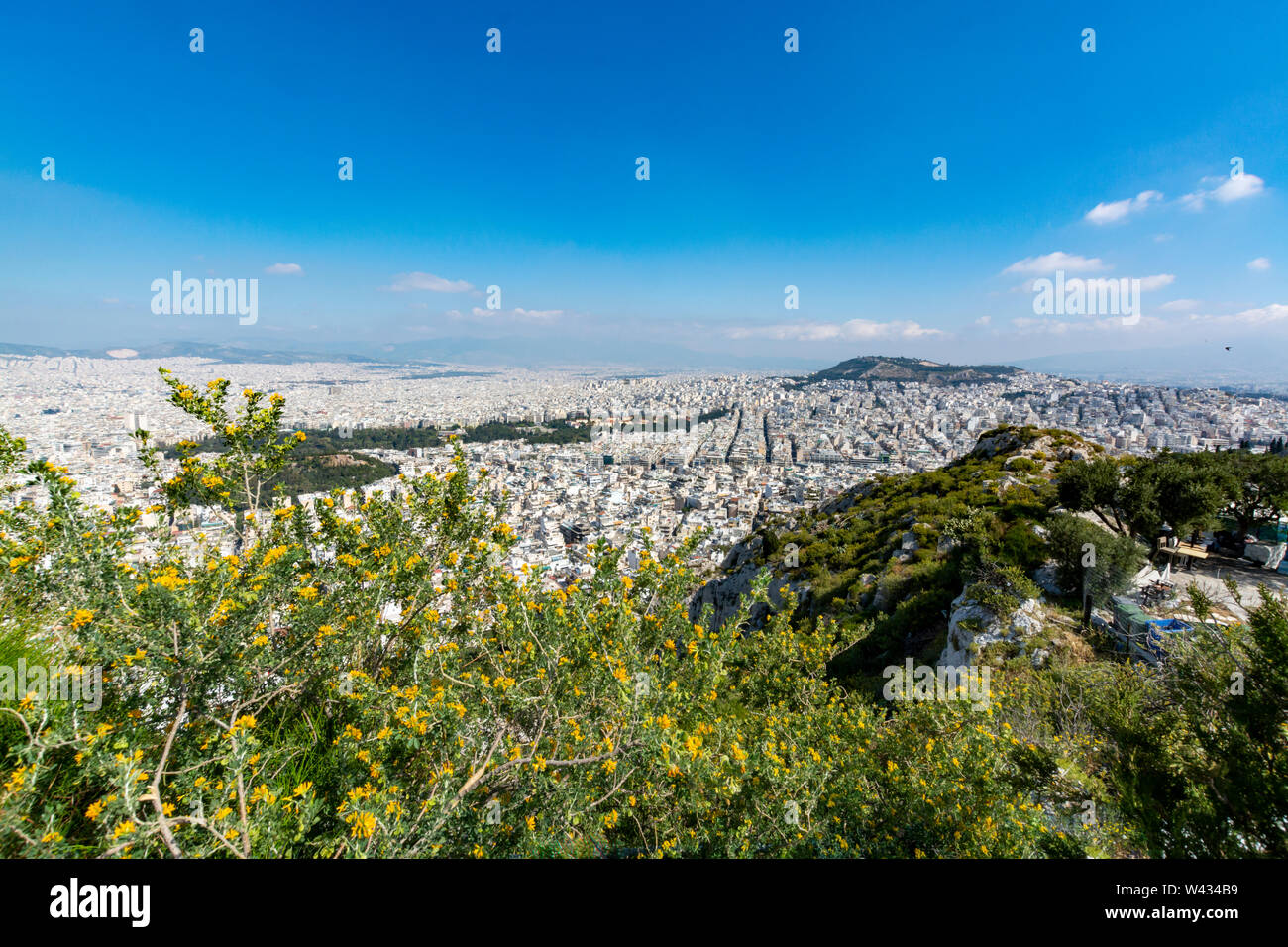 Athens, capital of Greece, in spring, view from hill, cityscape with ...