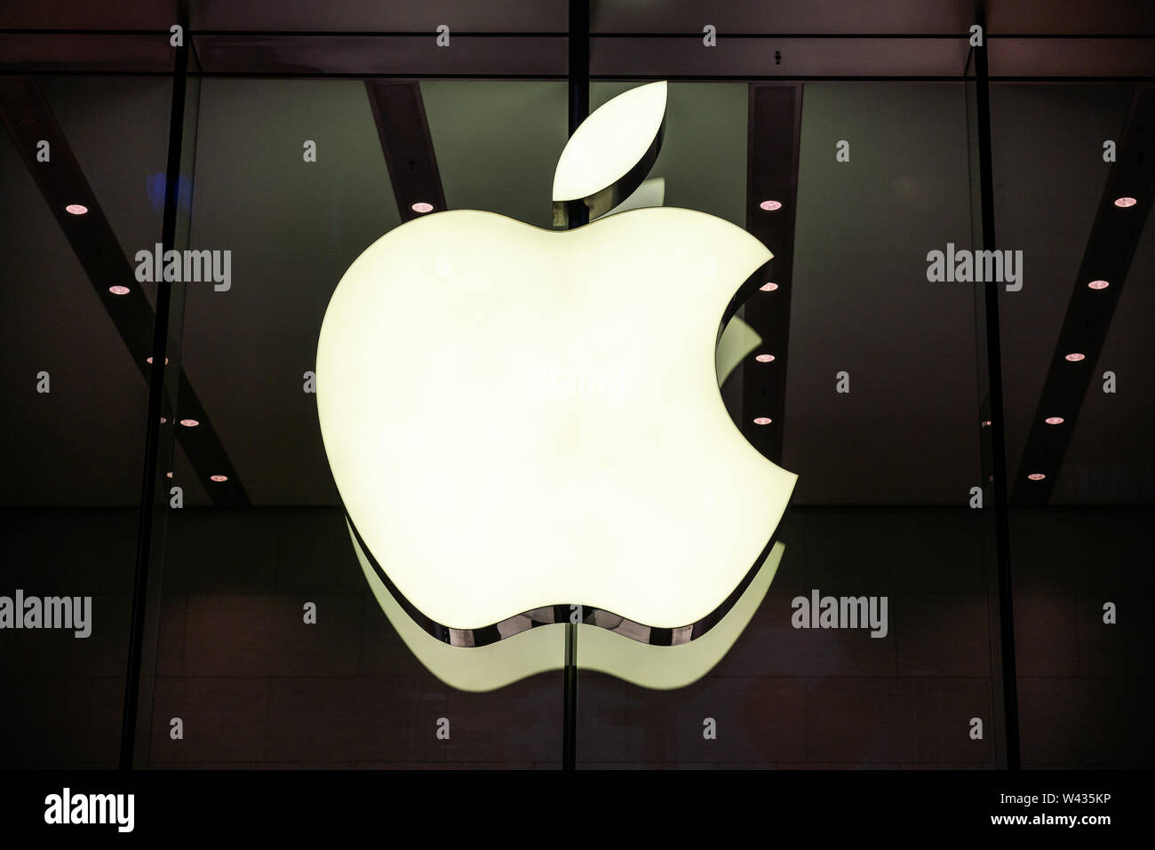An American multinational technology company Apple logo seen in ...