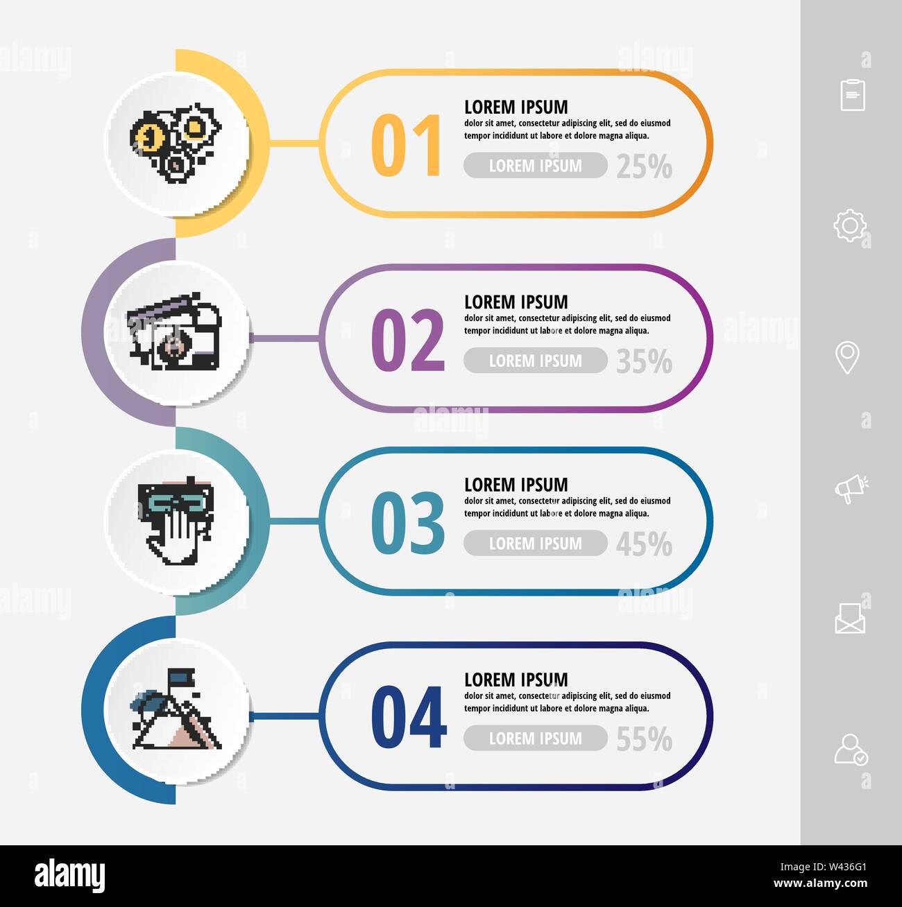Vector infographic flat template circles for four label, diagram, graph ...