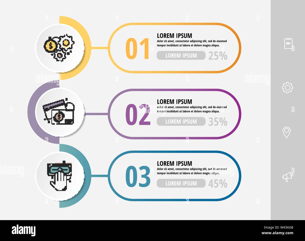 Vector infographic flat template circles for three label, diagram ...