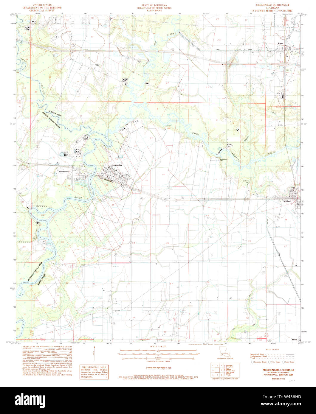 USGS TOPO Map Louisiana LA Mermentau 332748 1984 24000 Stock Photo - Alamy