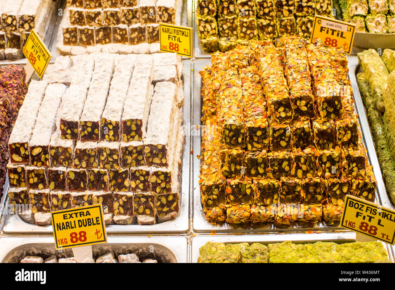 Traditional tasty Turkish sweets on the market Stock Photo - Alamy