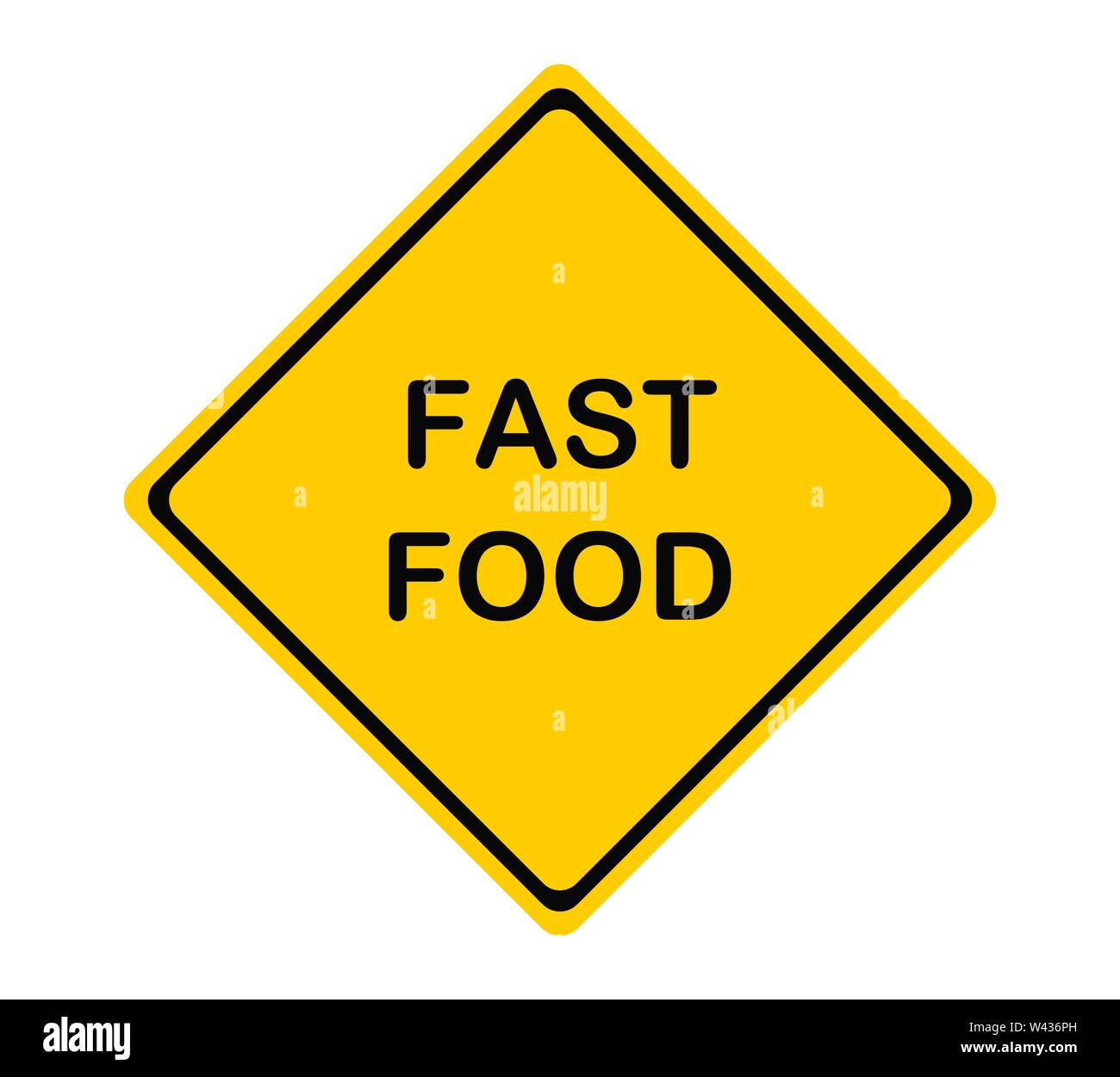 Fast food yellow road warning sign. Vector illustration Stock Vector ...