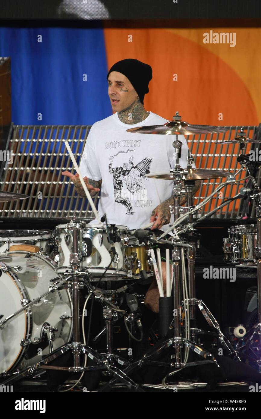 New York, NY, USA. 19th July, 2019. Travis Barker on stage for BLINK ...