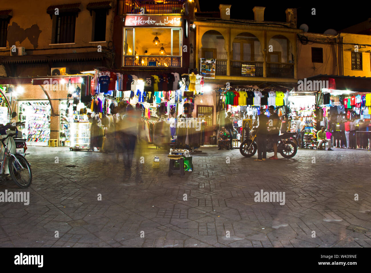 Night market in Marrakech Jema el Fna Evening gathering of locals and ...