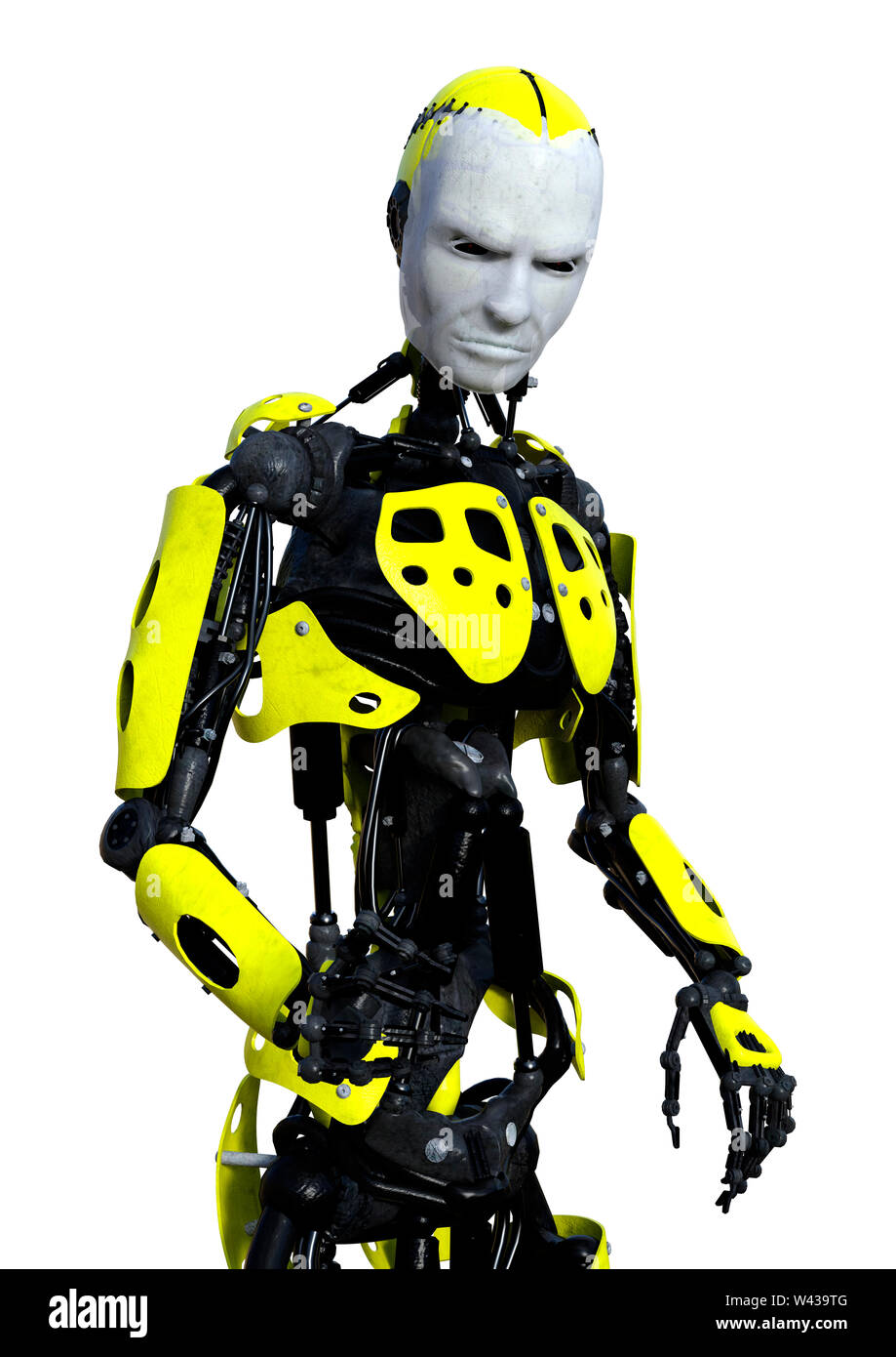 3D rendering of a male robot isolated on white background Stock Photo ...