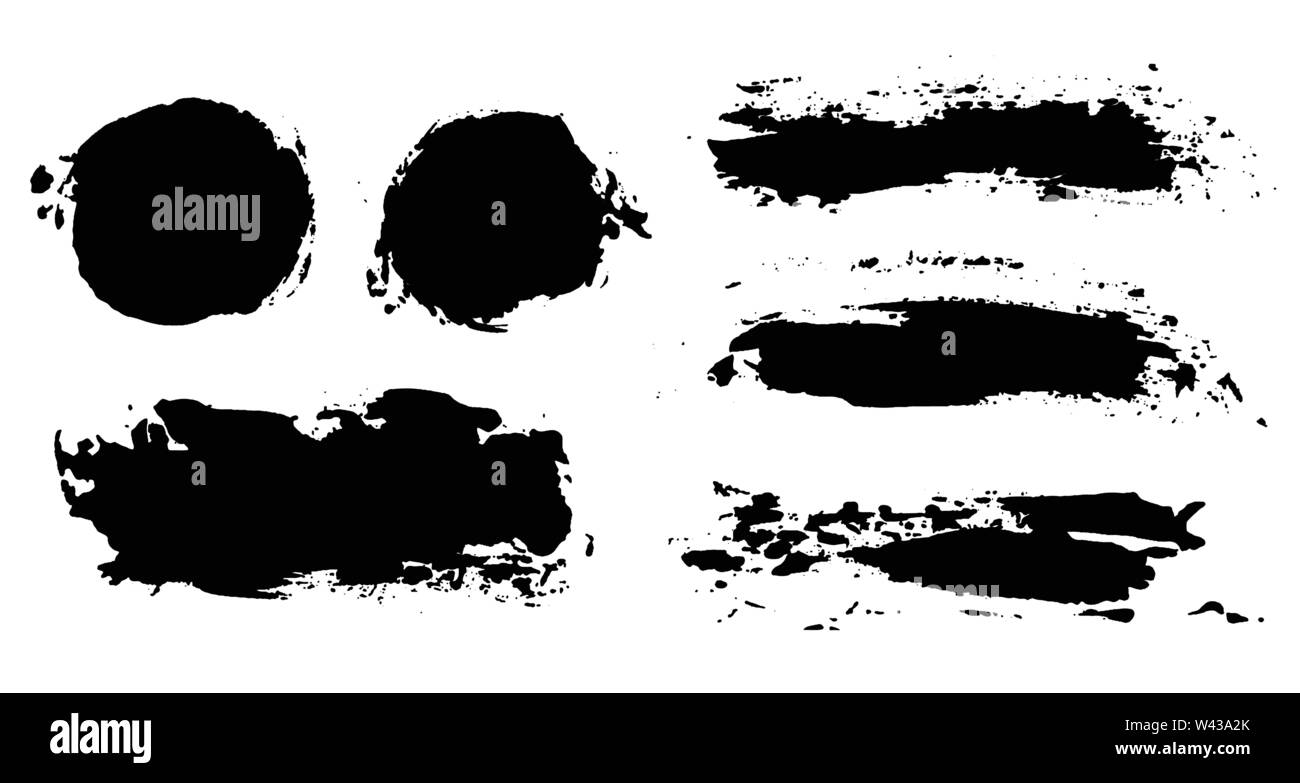 Brush strokes. Vector paintbrush set. Grunge design elements. Rectangle ...