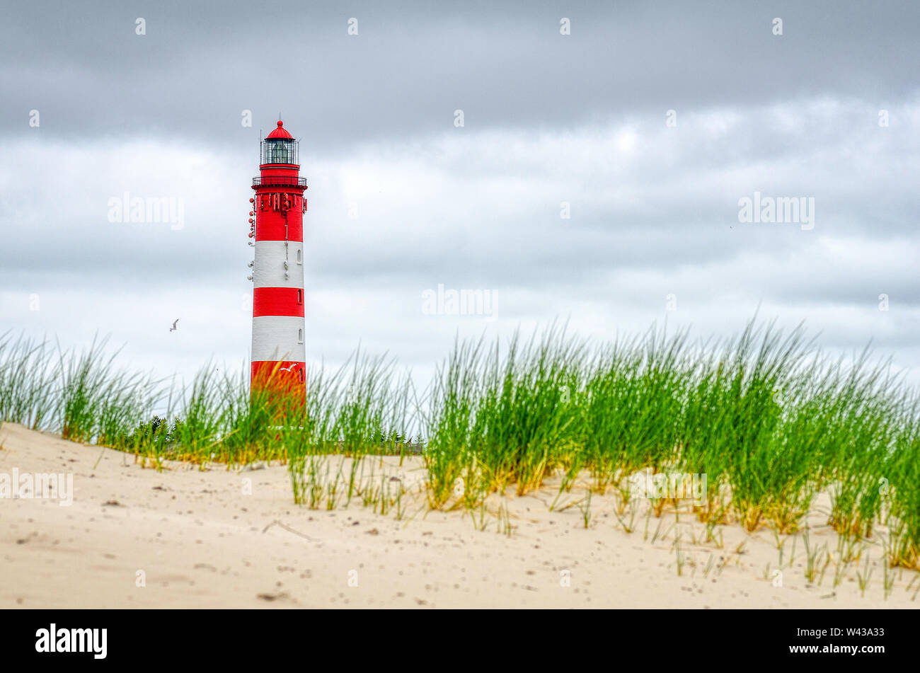 red white lighthouse on the north sea Stock Photo - Alamy