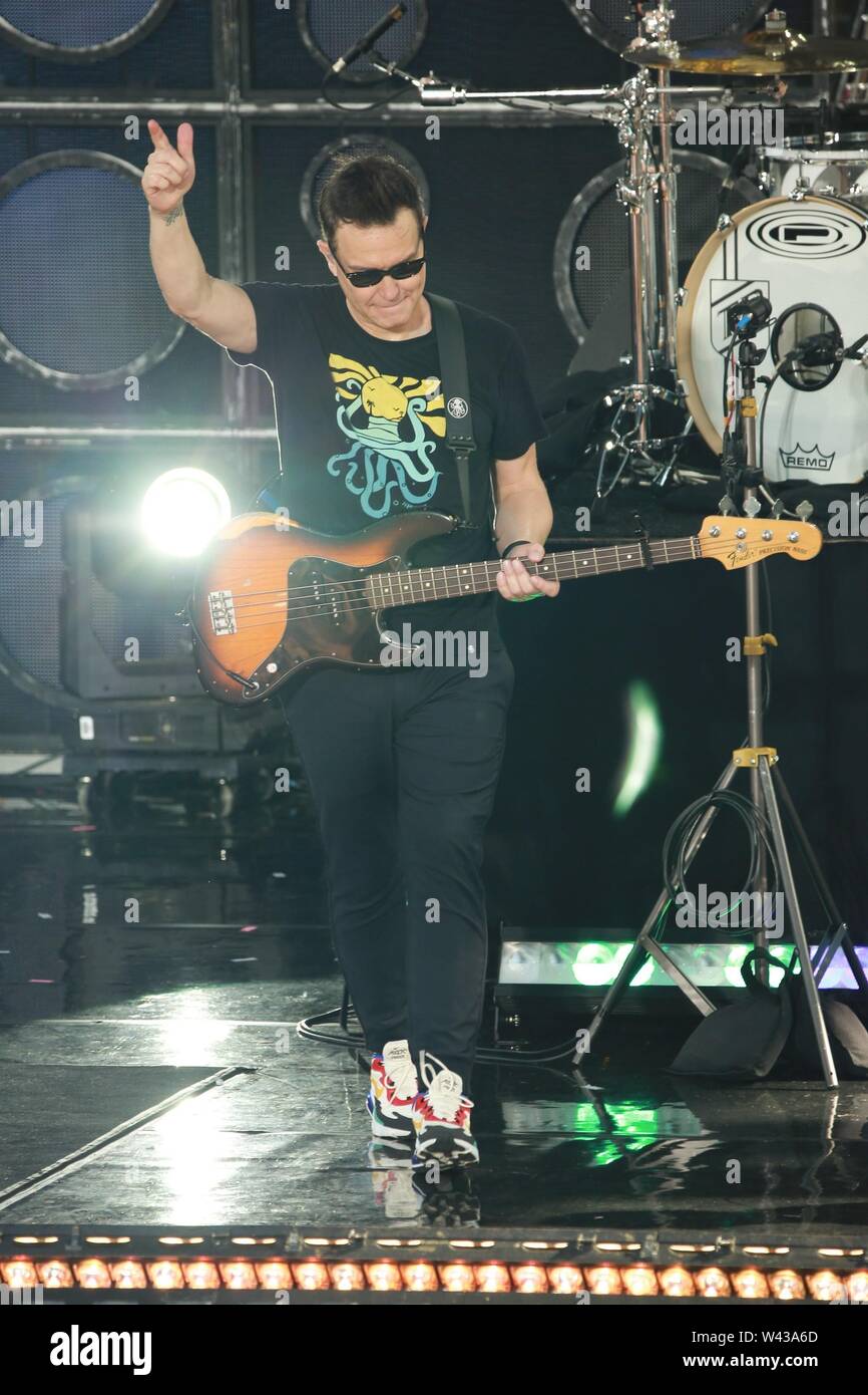 New York, NY, USA. 19th July, 2019. Mark Hoppus on stage for BLINK 182 ...