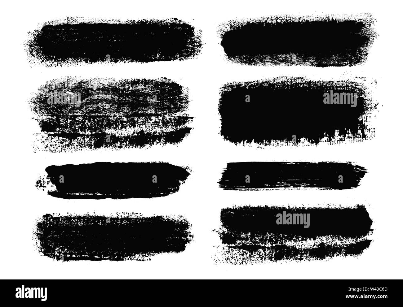Brush strokes. Vector paintbrush set. Grunge design elements. Rectangle ...