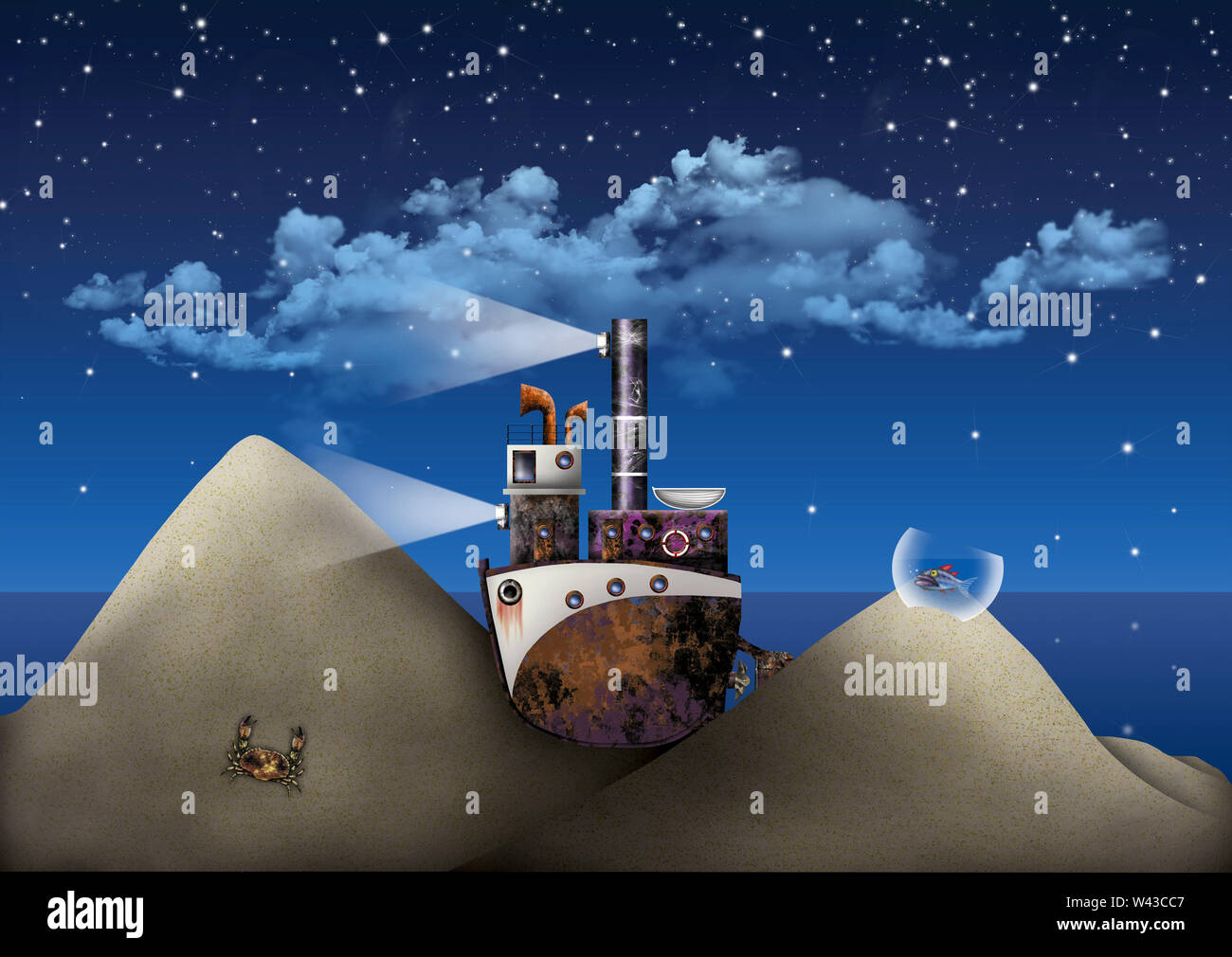 All at Sea. Showing “Steam Puffers” on the high seas in various ...