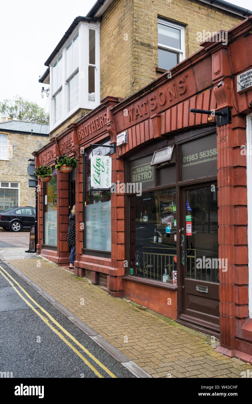 Street view in High Street in the village of Seaview, Isle of Wight ...