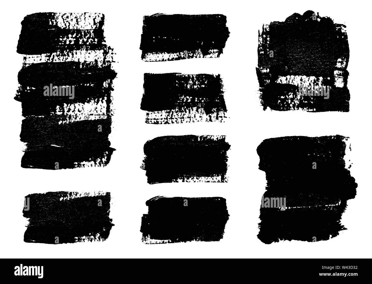 Brush strokes. Vector paintbrush set. Grunge design elements. Rectangle ...