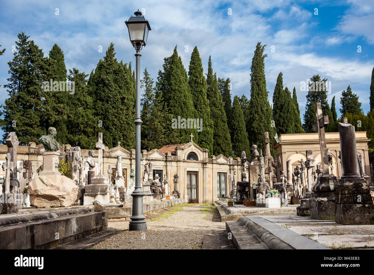FLORENCE, ITALY - APRIL, 2018: The beautiful art of the graves on the ...