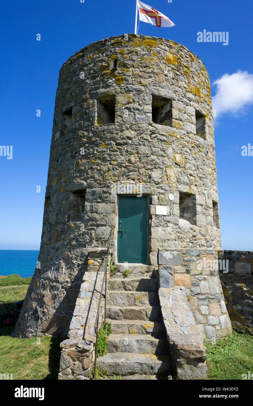 Old watch towers on Guernsey Channel Islands Stock Photo - Alamy