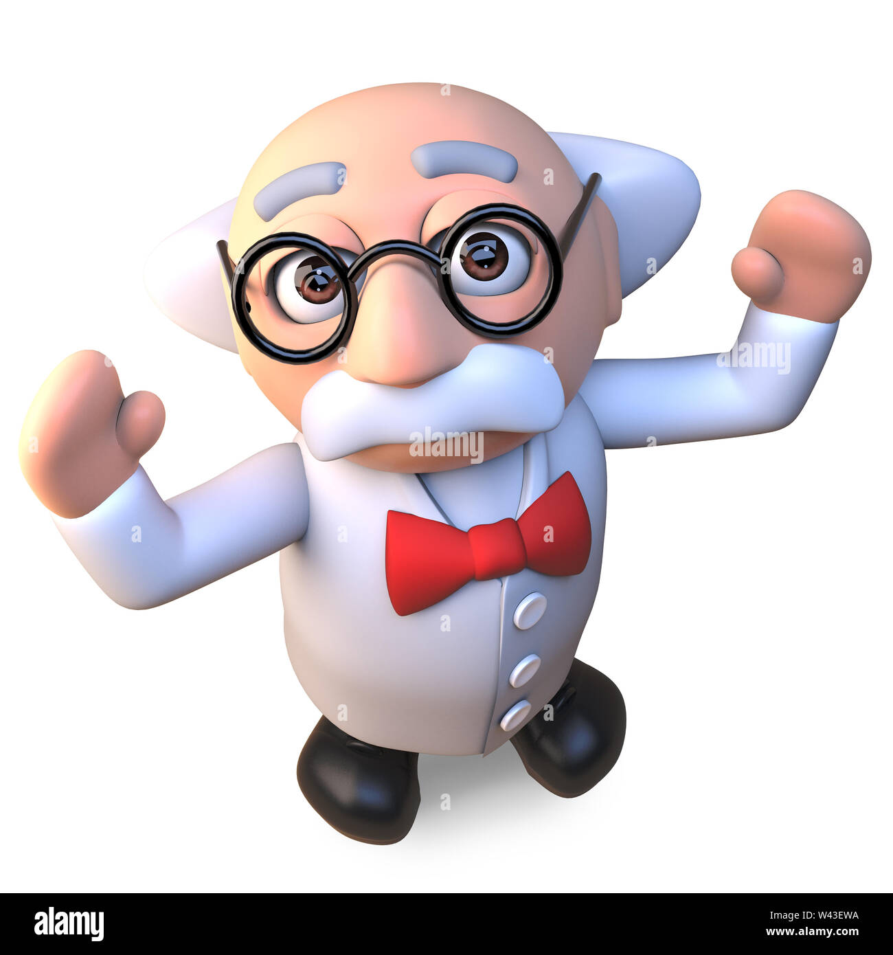 Happy mad scientist professor character cheering with joy 3d ...
