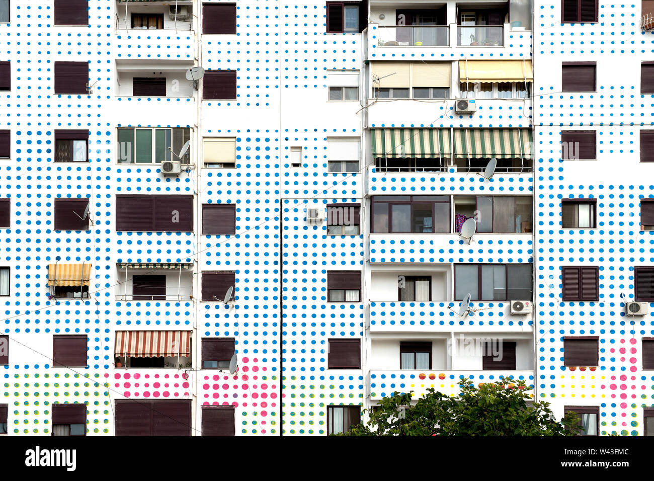Albania, Balkan Peninsula, Durres, Decorated buildings Stock Photo - Alamy