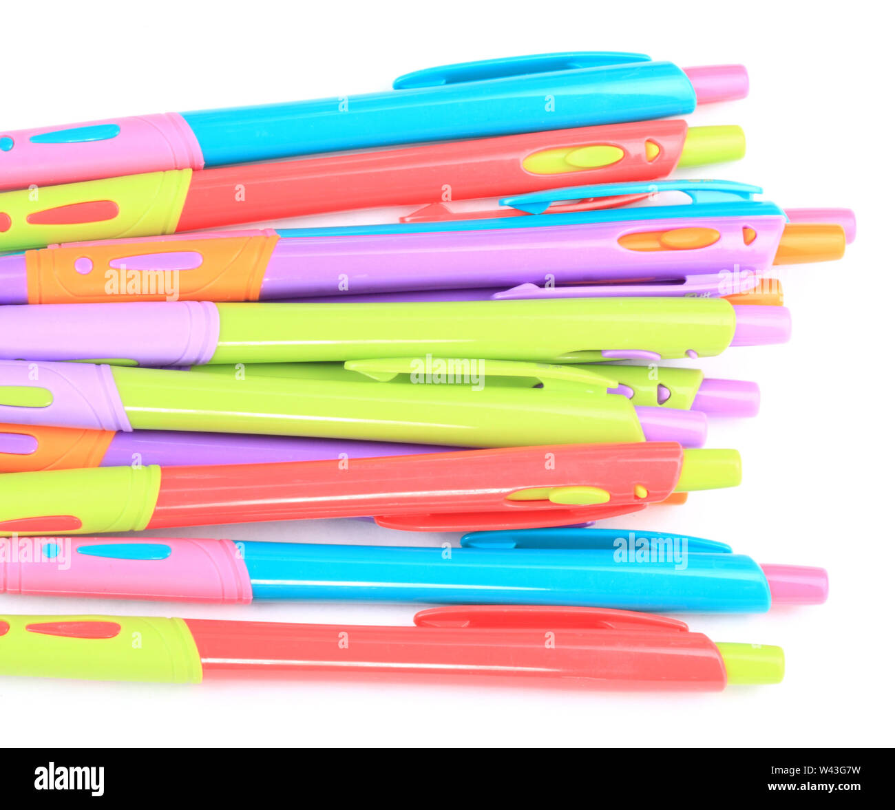 many Ball Pen on white Background Stock Photo - Alamy