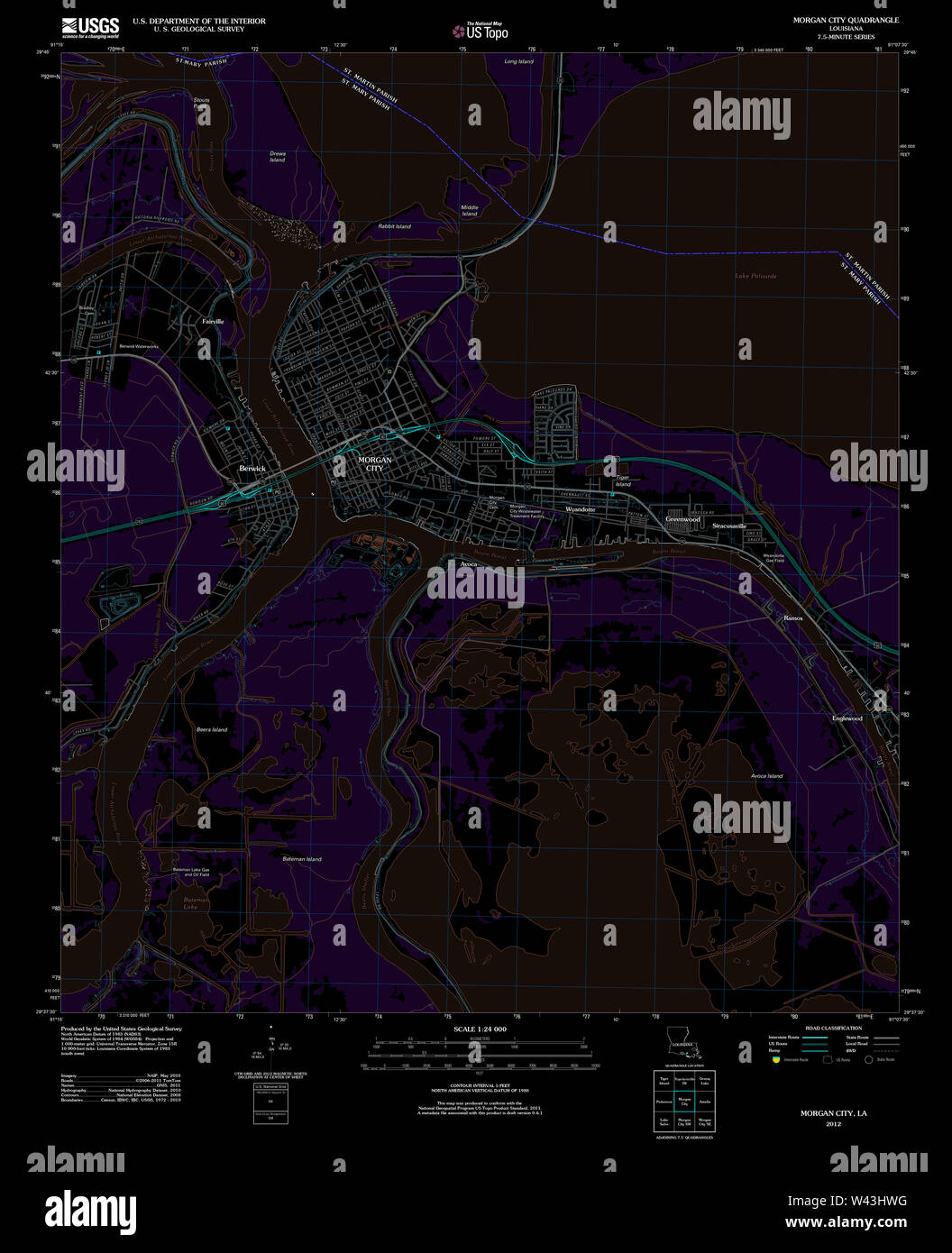Map of morgan city hi-res stock photography and images - Alamy