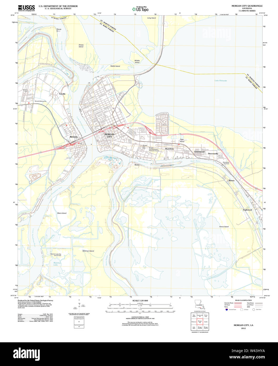 Map of morgan city hi-res stock photography and images - Alamy