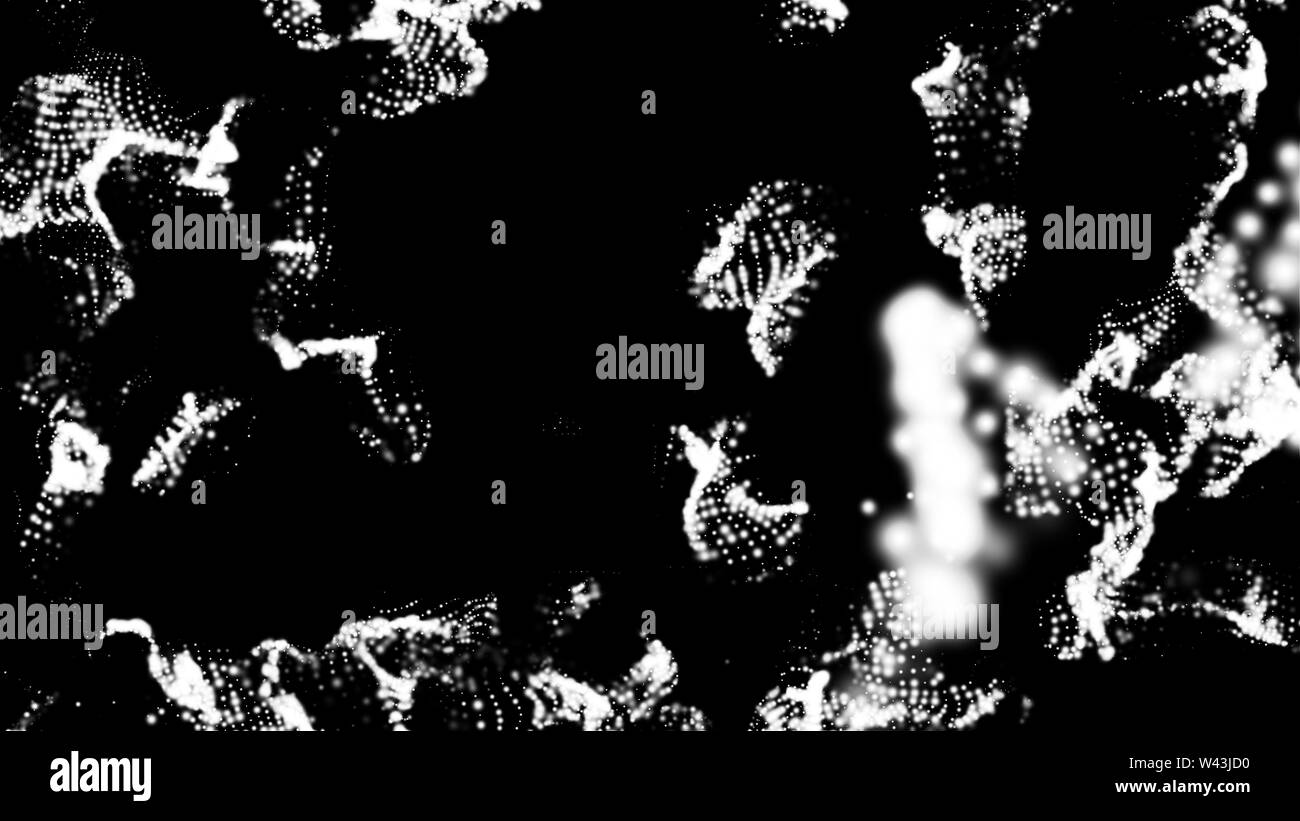 Waving particles in the abstract space, computer generated 3d render ...