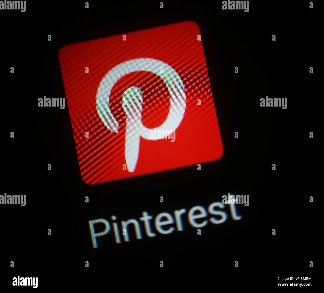 Pinterest application icon on computer display Stock Photo - Alamy