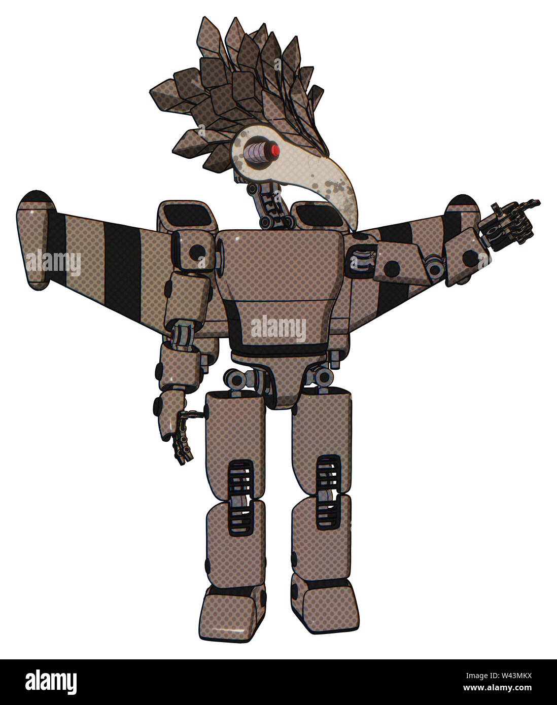 Mech containing elements: bird skull head, yellow and green scope eyes ...