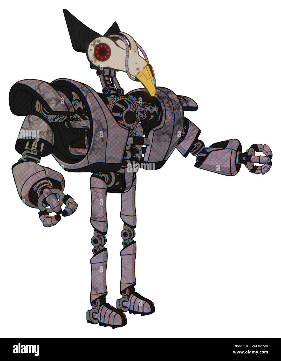 Automaton containing elements: bird skull head, red led circle eyes ...