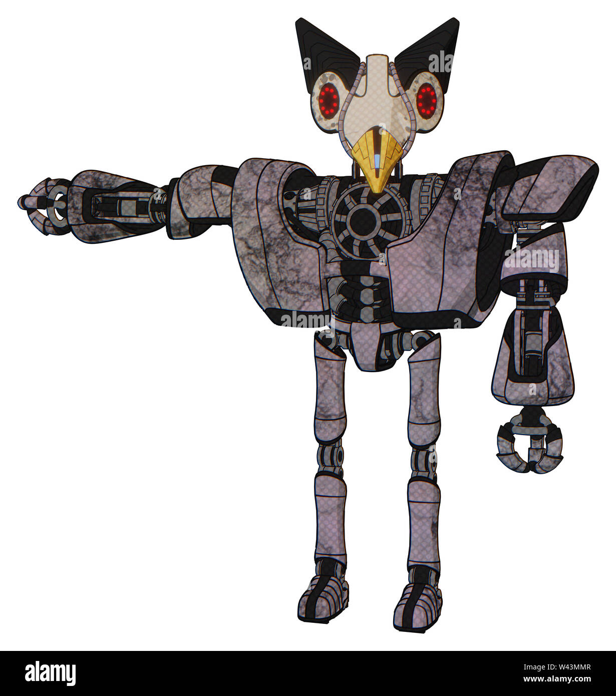 Automaton containing elements: bird skull head, red led circle eyes ...