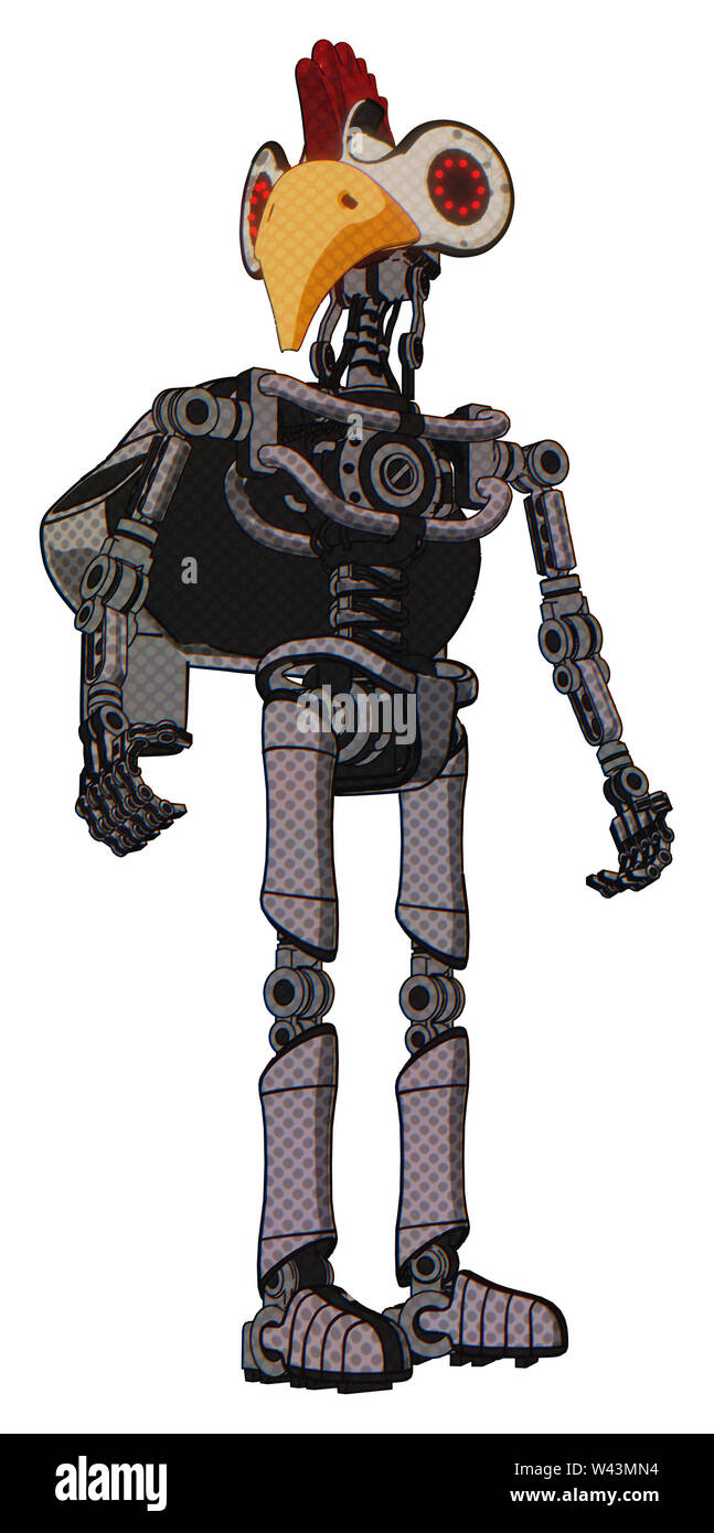 Mech containing elements: bird skull head, red led circle eyes, chicken ...