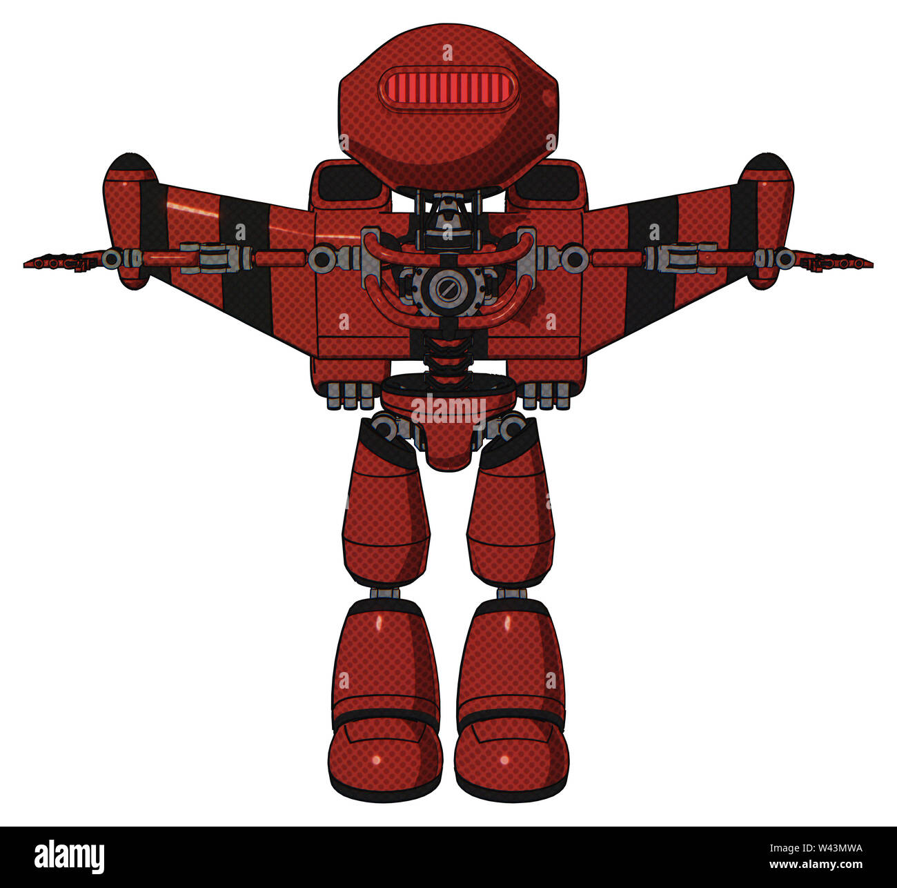 Mech containing elements: oval wide head, red horizontal visor, light ...