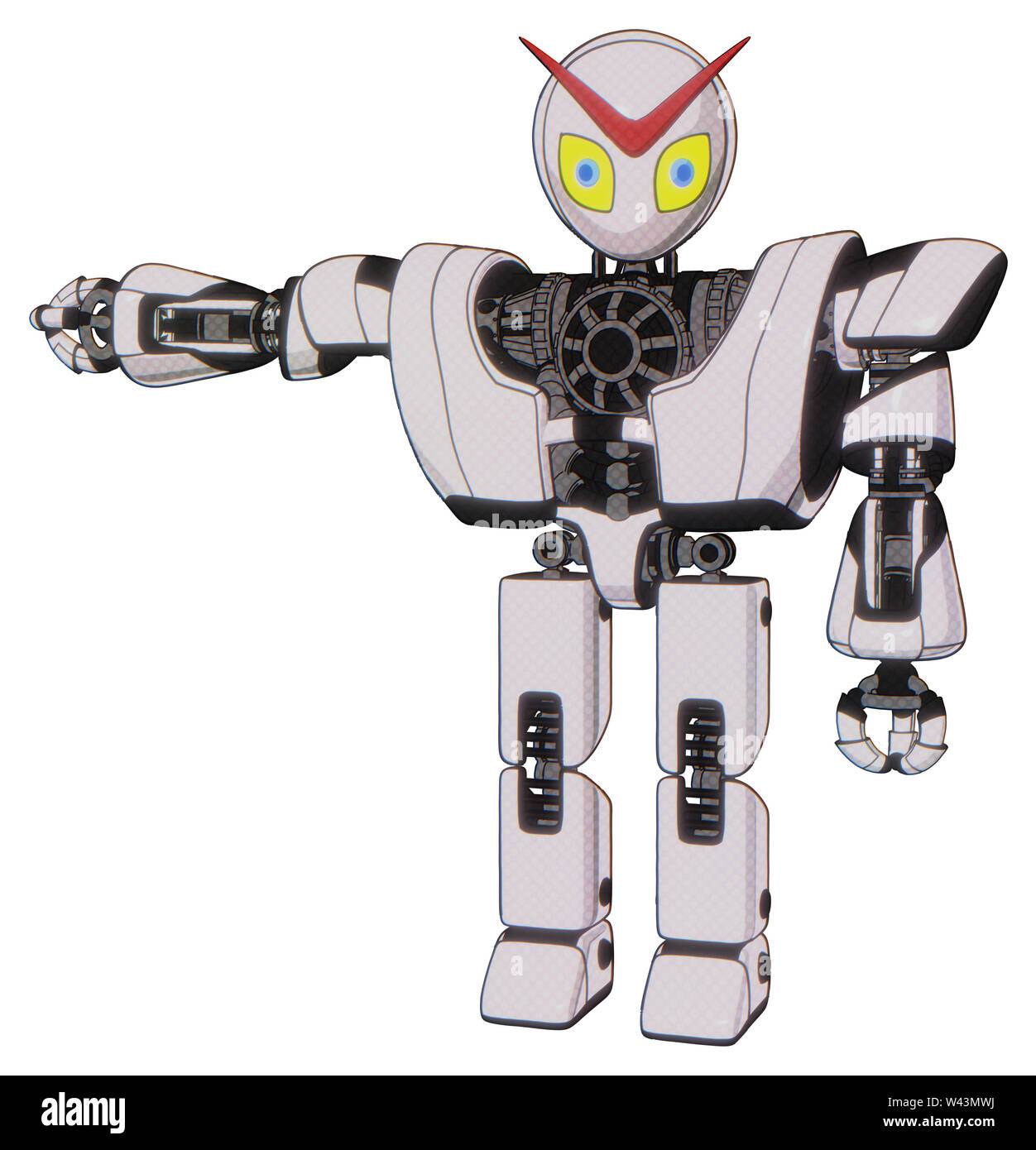 Mech containing elements: grey alien style head, yellow eyes with blue ...