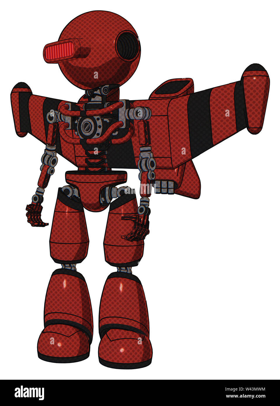 Mech containing elements: oval wide head, red horizontal visor, light ...