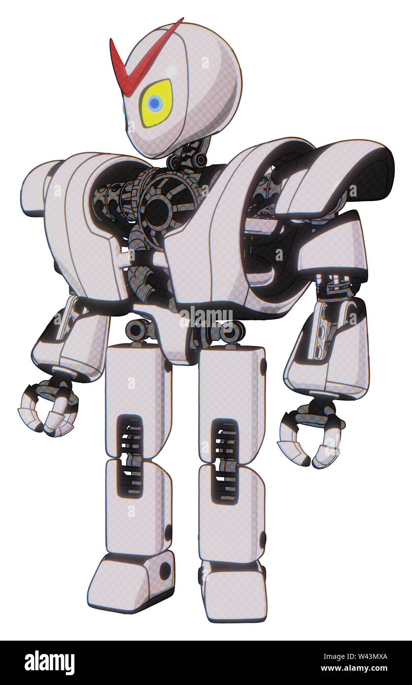 Mech containing elements: grey alien style head, yellow eyes with blue ...