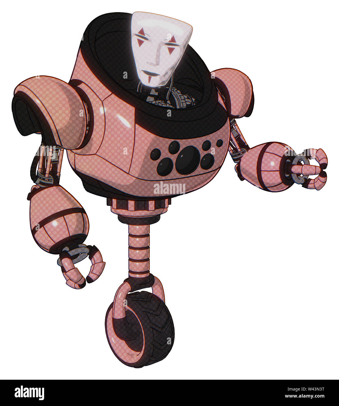 Cyborg containing elements: humanoid face mask, red clown marks, heavy ...