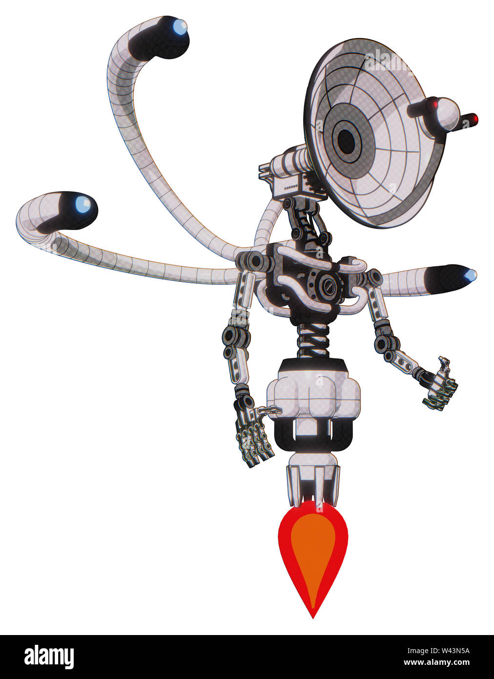 Cyborg containing elements: dual retro camera head, satellite dish head ...