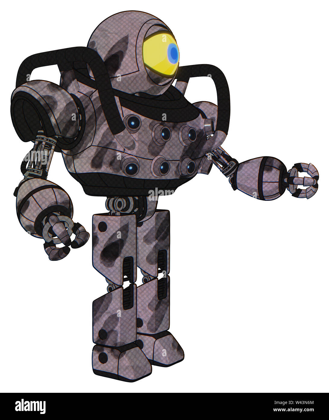 Mech containing elements: giant eyeball head design, heavy upper chest ...