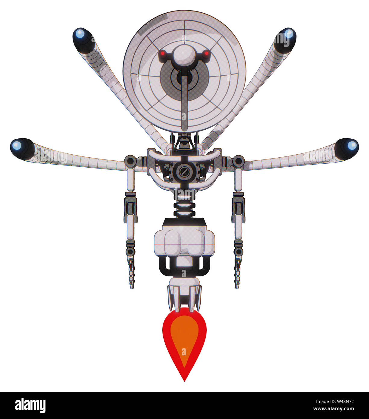 Cyborg containing elements: dual retro camera head, satellite dish head ...