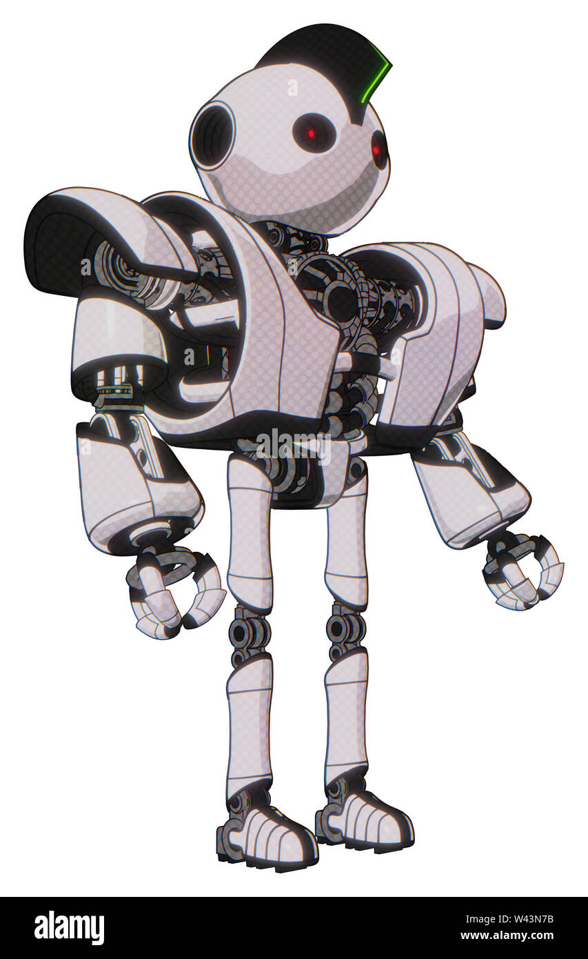 Automaton containing elements: oval wide head, small red led eyes ...