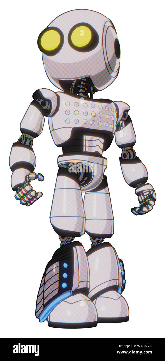 Droid containing elements: round head, large yellow eyes, light chest ...