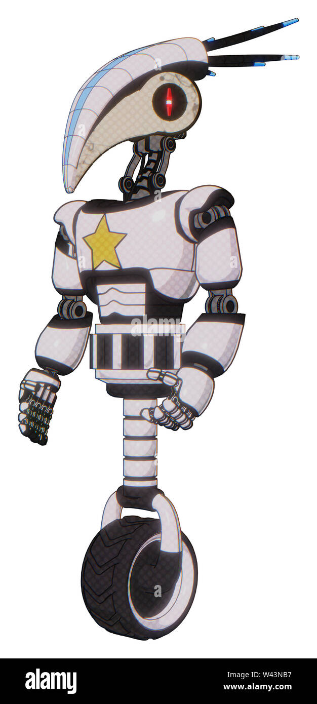 Mech containing elements: bird skull head, red line eyes, head shield ...