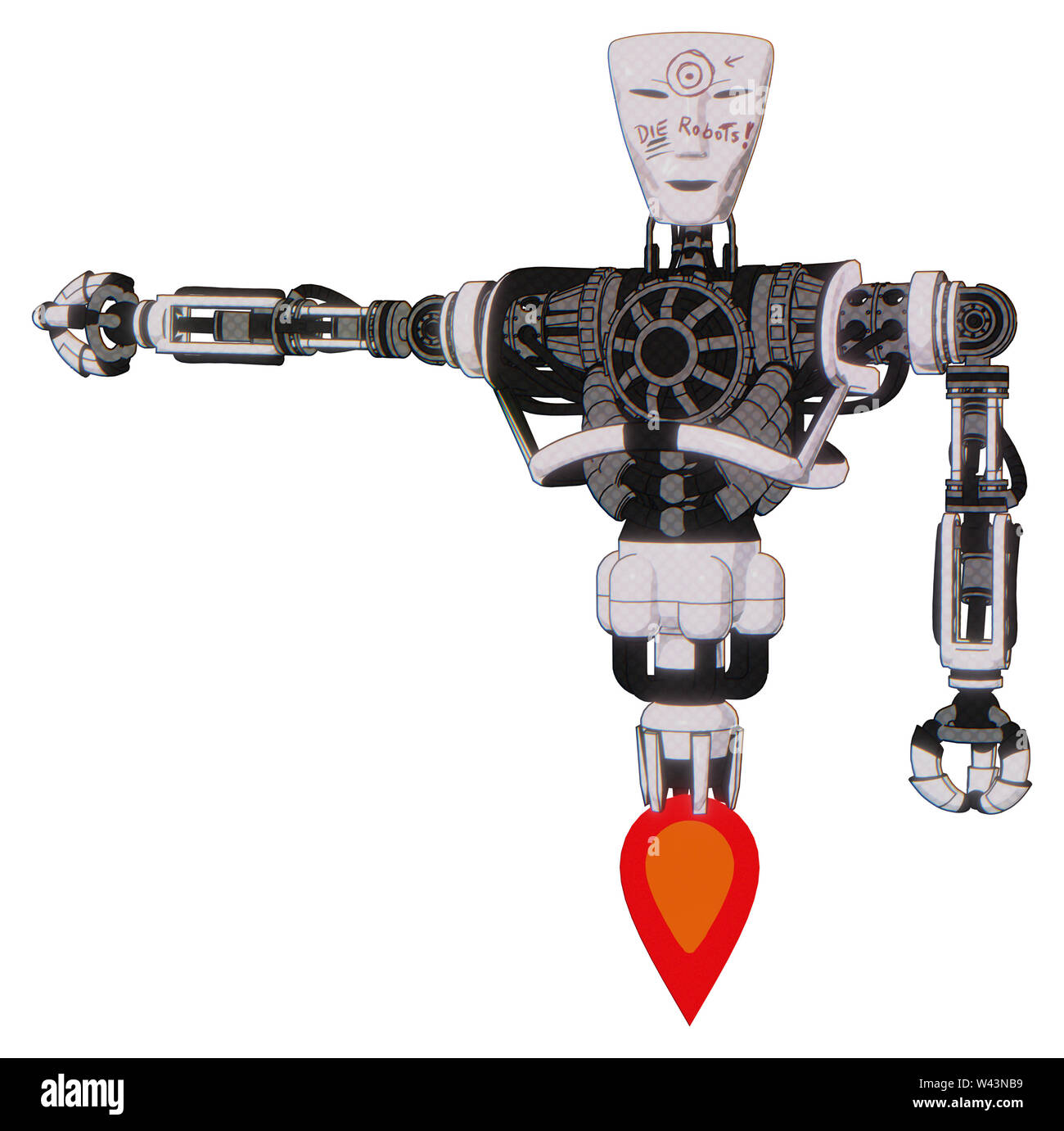 Mech containing elements: humanoid face mask, die robots graffiti ...